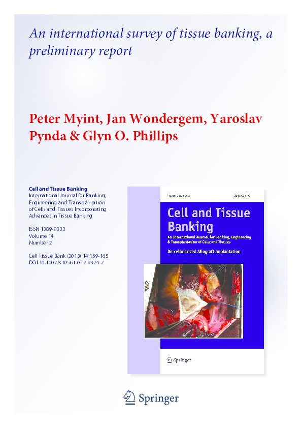 (PDF) An international survey of tissue banking: a preliminary report