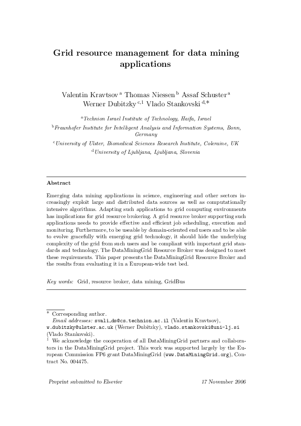 (PDF) Grid resource management for data mining applications