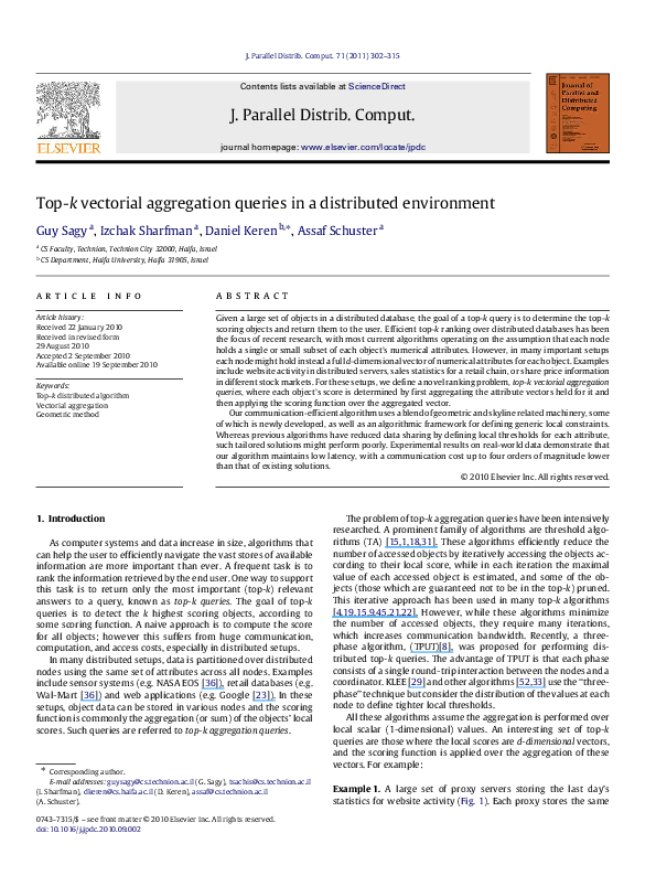 (PDF) Top- vectorial aggregation queries in a distributed environment (PDF) Top- vectorial aggregation queries in a distributed environment