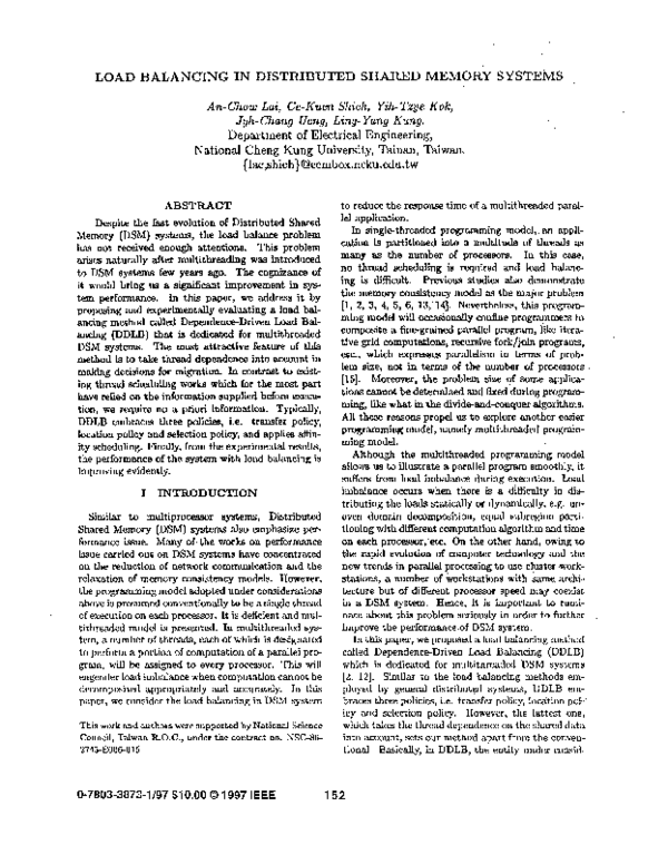 Pdf Load Balancing In Distributed Shared Memory Systems 4642