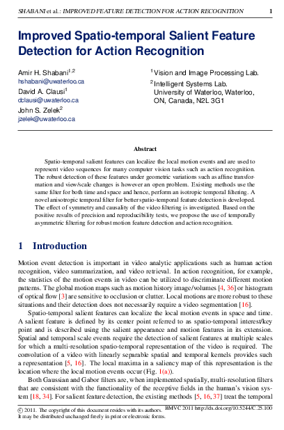 Pdf Improved Spatio Temporal Salient Feature Detection For Action