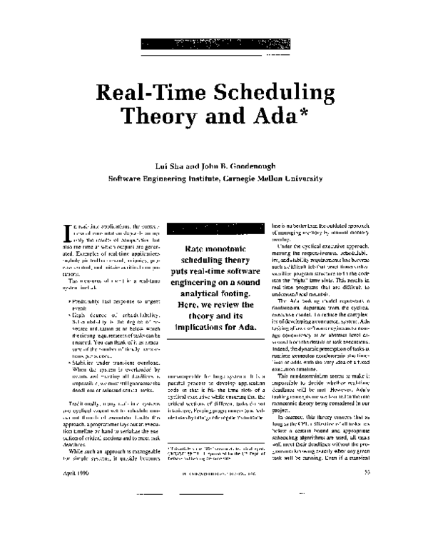 (PDF) Real-time scheduling theory and Ada