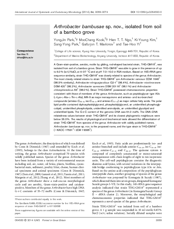 (PDF) Arthrobacter bambusae sp. nov., isolated from soil of a bamboo grove