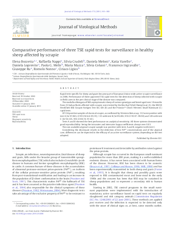 (PDF) Comparative performance of three TSE rapid tests for surveillance ...