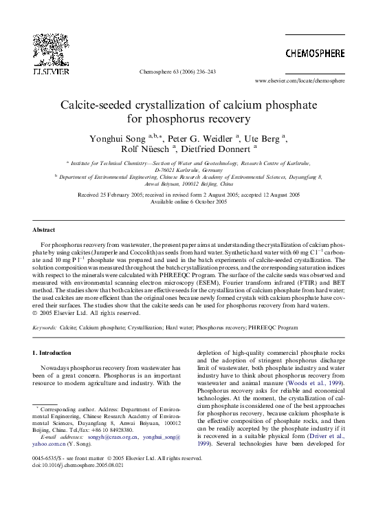 (PDF) Calcite-seeded crystallization of calcium phosphate for ...