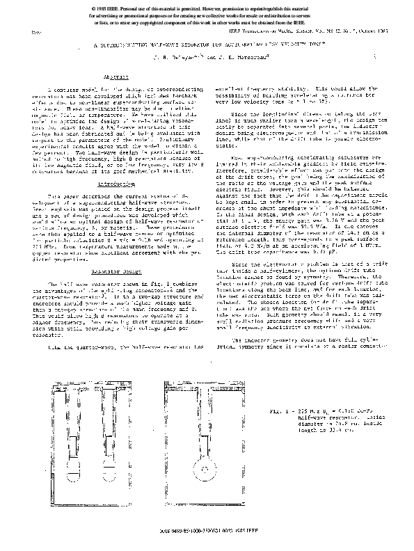 (PDF) A Superconducting Half-Wave Resonator for Accelerating High ...