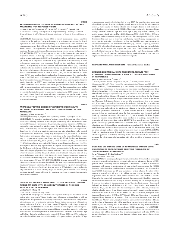 (PDF) PIN55 VALIDATING LIKERT-TYPE MEASURES USING NONPARAMETRIC AND PARAMETRIC ITEM RESPONSE THEORY