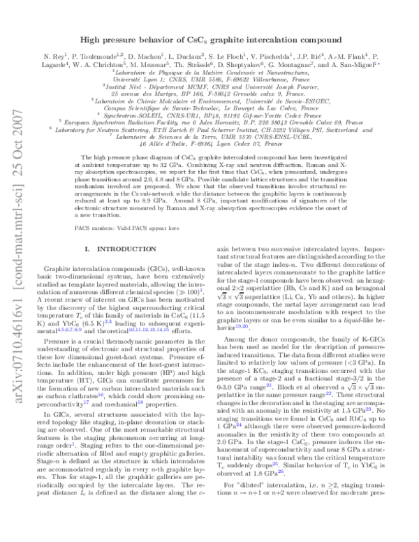 (PDF) High-pressure behavior of CsC8 graphite intercalation compound ...