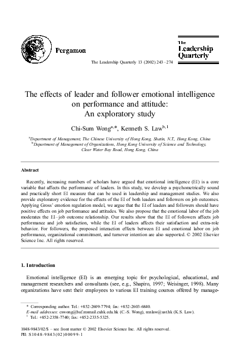 (PDF) The effects of leader and follower emotional intelligence on ...
