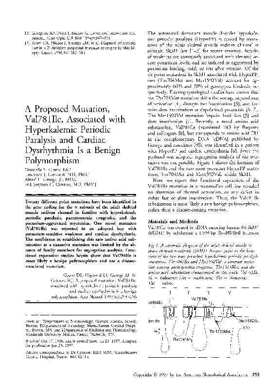 (PDF) A proposed mutation, Val781Ile, associated with hyperkalemic ...