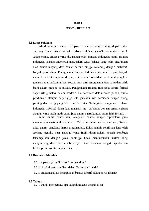 (DOC) BAB I Pemilihan Kata Dalam KTI