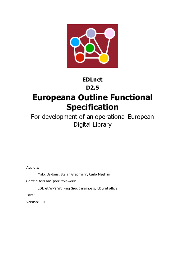 (PDF) Europeana Outline Functional Specification For development of an ...