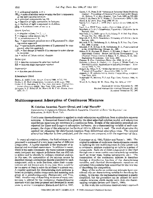 (PDF) Multicomponent adsorption of continuous mixtures