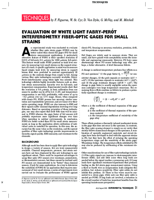 (PDF) EVALUATION OF WHITE LIGHT FABRY-PEROT INTERFEROMETRY FIBER-OPTIC ...
