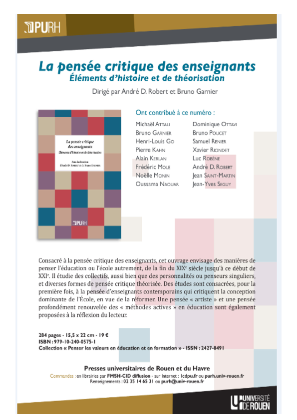 (PDF) La pensée critique des enseignants XIXe-XXIe siècles