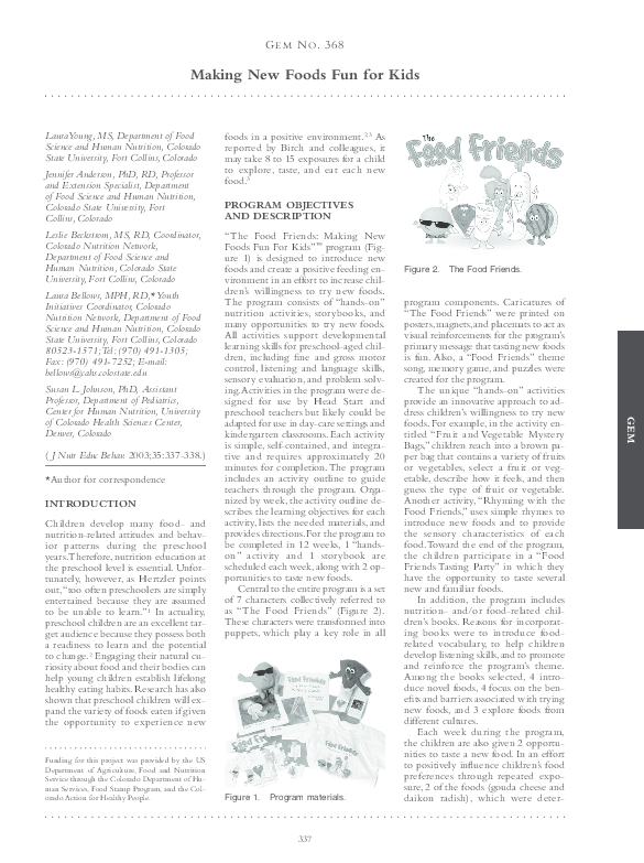 (PDF) Making New Foods Fun for Kids
