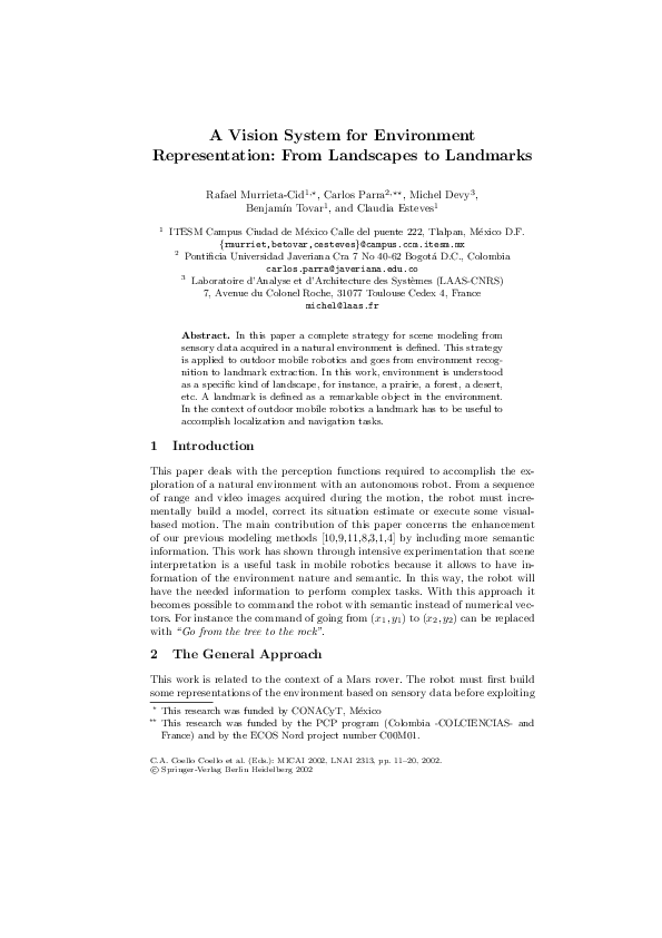 (PDF) A Vision System for Environment Representation: From Landscapes ...