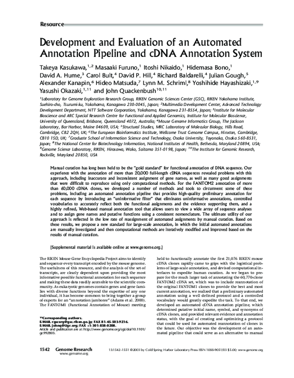 (PDF) Development and evaluation of an automated annotation pipeline ...