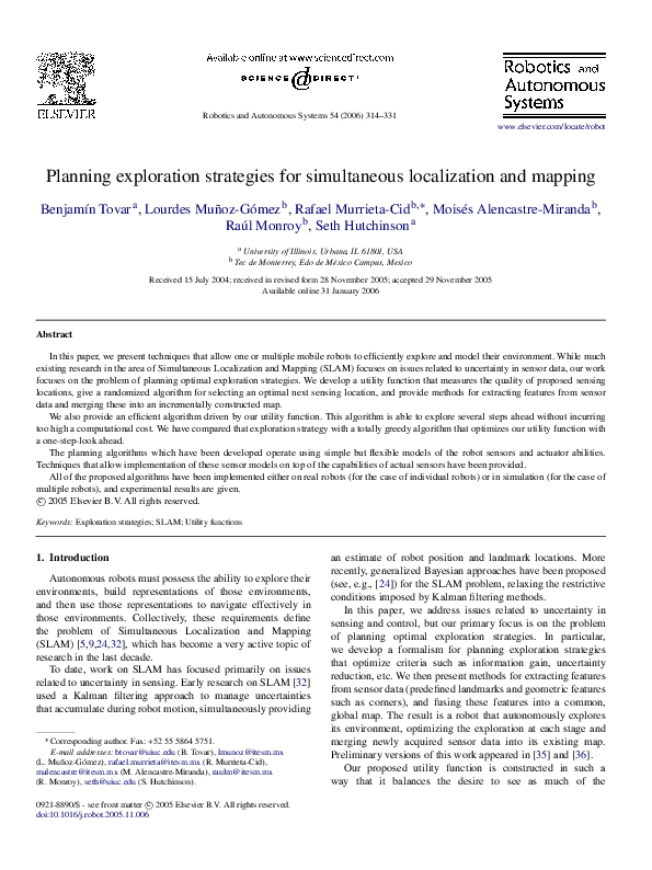 (PDF) Planning exploration strategies for simultaneous localization and mapping