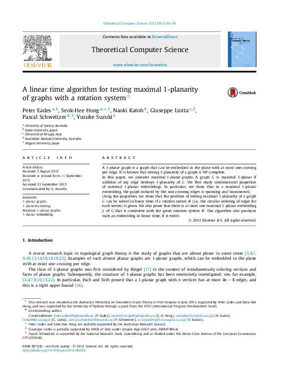 Pdf A Linear Time Algorithm For Testing Maximal 1 Planarity Of Graphs 6331