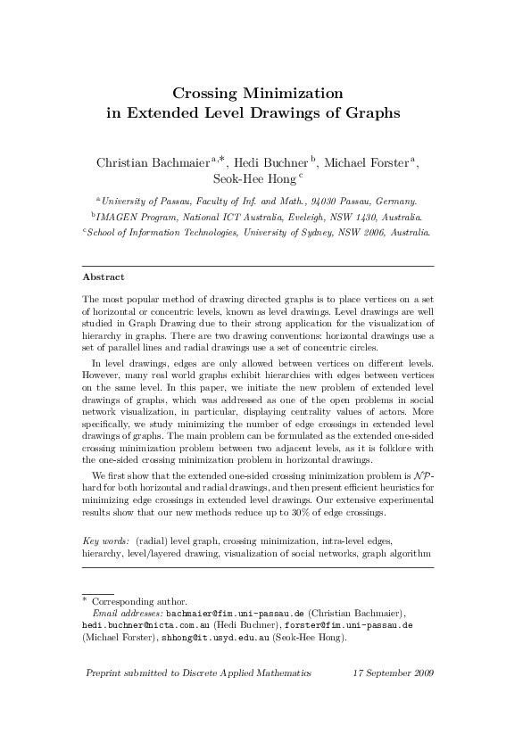 (PDF) Crossing minimization in extended level drawings of graphs