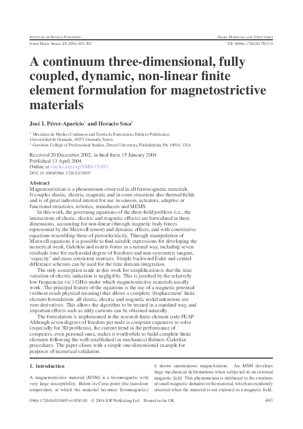 Pdf A Continuum Three Dimensional Fully Coupled Dynamic Non Linear Finite Element