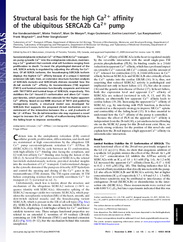 (PDF) Structural basis for the high Ca2+ affinity of the ubiquitous ...