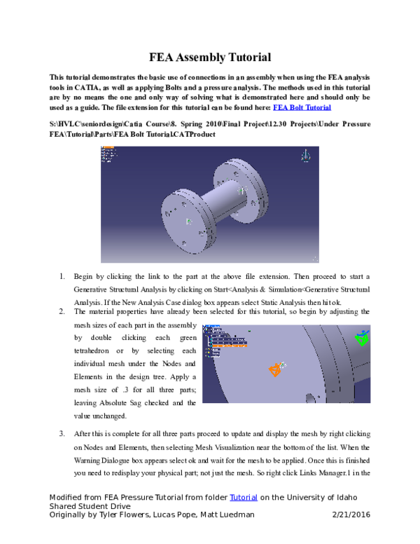 (DOC) FEA Assembly Tutorial