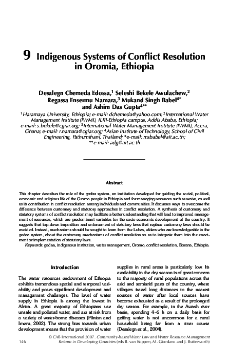 (PDF) Indigenous systems of conflict resolution in Oromia, Ethiopia