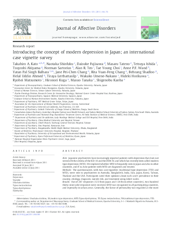 (PDF) Introducing the concept of modern depression in Japan; an ...