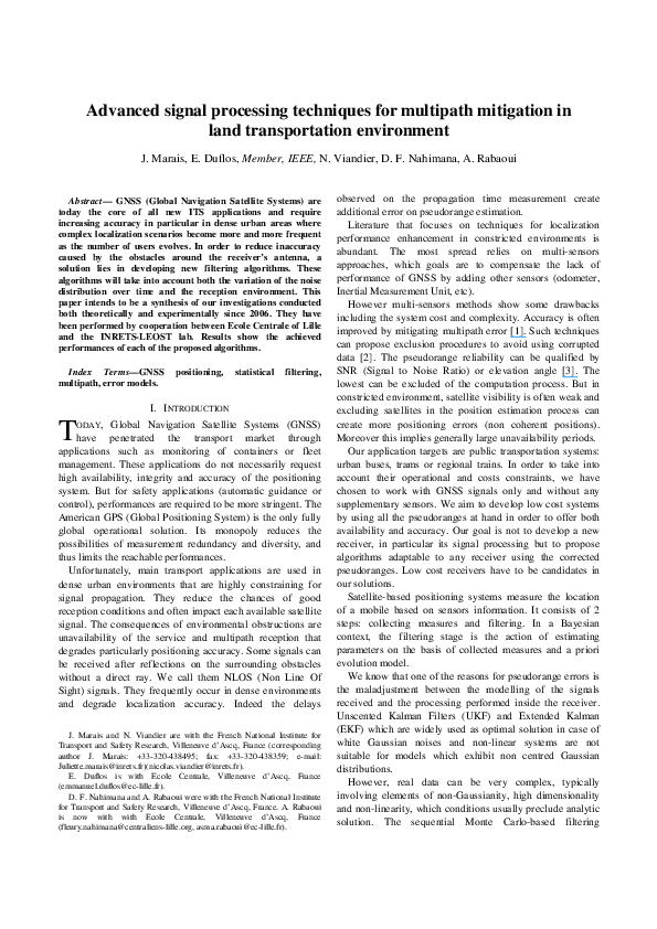 (PDF) Advanced signal processing techniques for multipath mitigation in ...