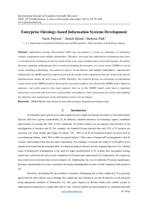 (PDF) Enterprise Ontology-based Information Systems Development