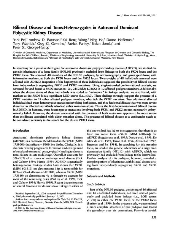 (PDF) Bilineal Disease and Trans-Heterozygotes in Autosomal Dominant ...