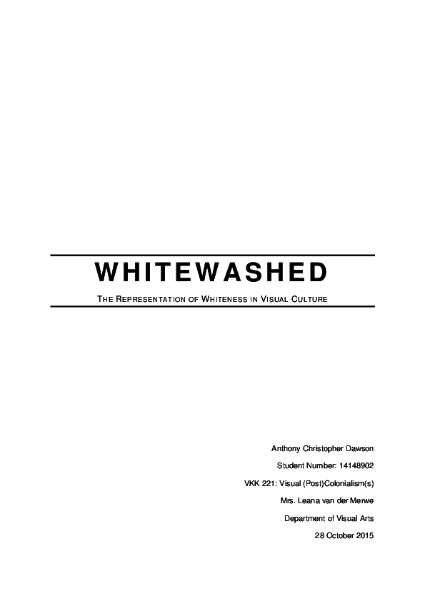 (PDF) Whitewashed: The Representation of Whiteness in Visual Culture