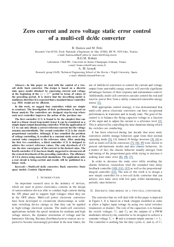 (PDF) Zero current and zero voltage static error control of a multi-cell dc/dc converter