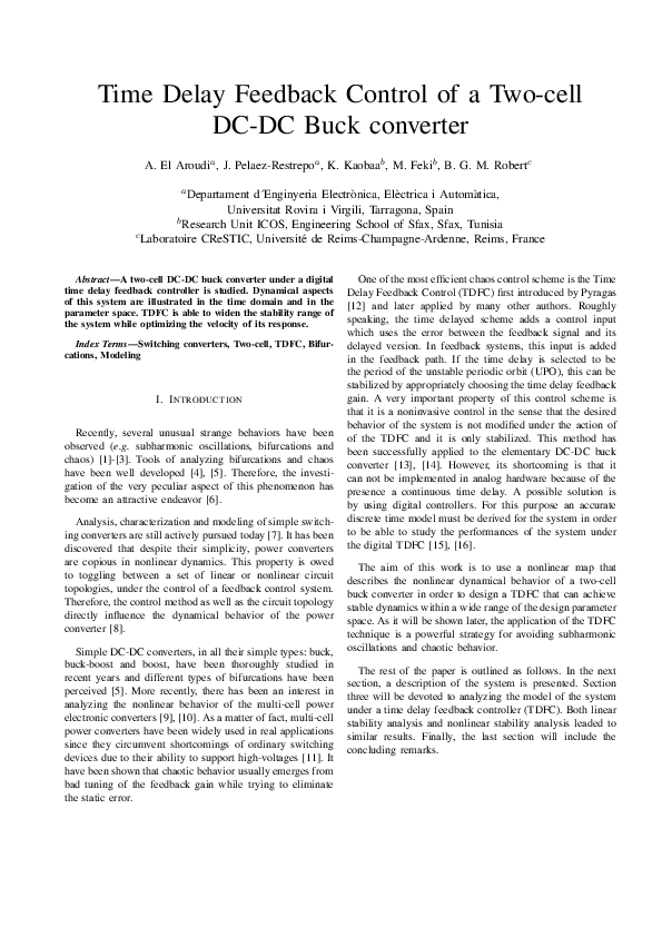(PDF) Time delay feedback control of a two-cell DC-DC buck converter
