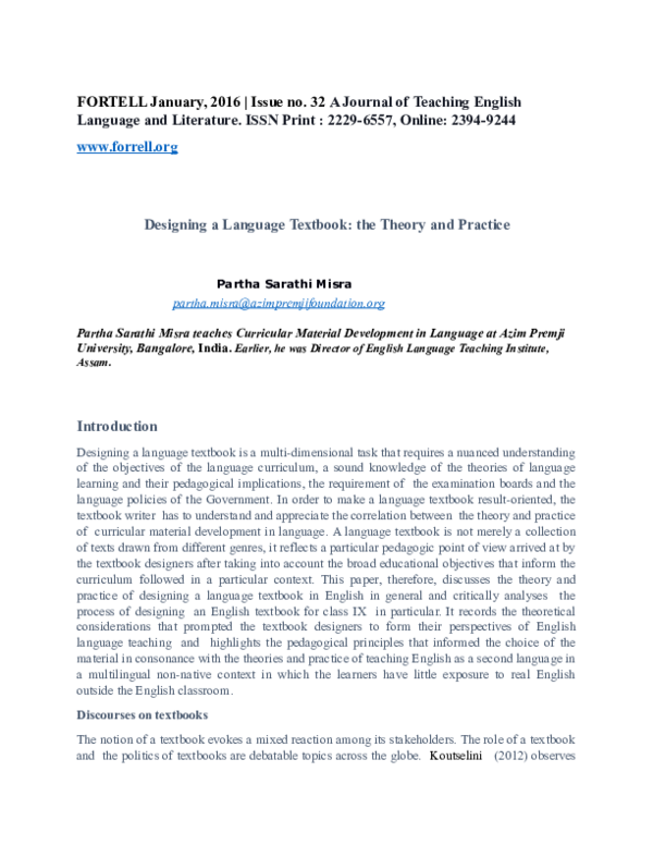(DOC) Designing a Language Textbook: the Theory and Practice