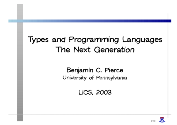 (PDF) Types and Programming Languages The Next Generation