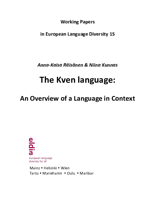(PDF) The Kven language: An Overview of a Language in Context