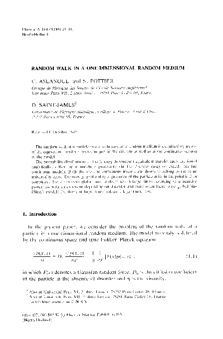 (PDF) Random walk in a one-dimensional random medium