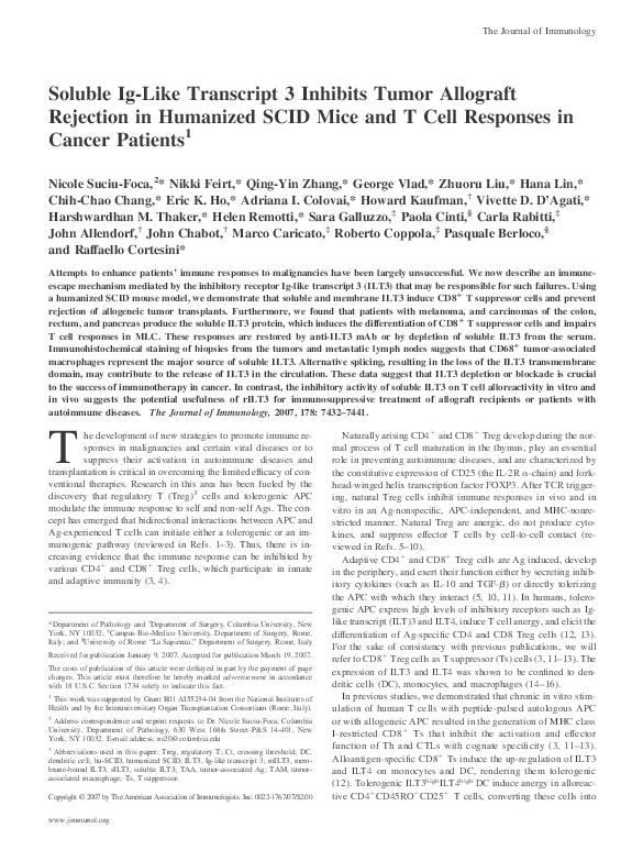 (PDF) Soluble Ig-Like Transcript 3 Inhibits Tumor Allograft Rejection ...