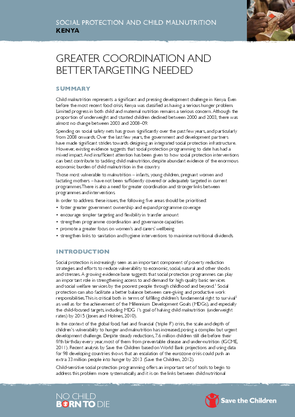 (PDF) Social Protection and Child Malnutrition: Kenya