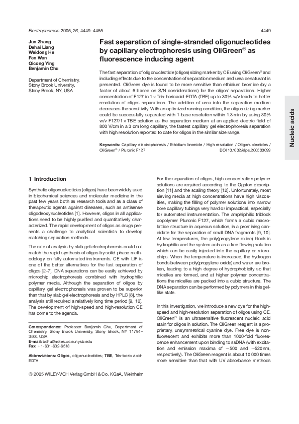 (PDF) Fast separation of single-stranded oligonucleotides by capillary ...