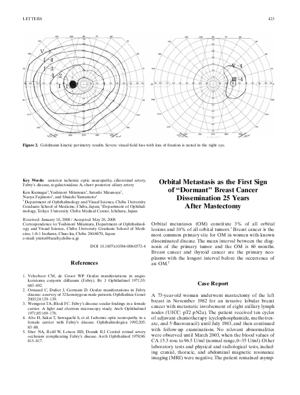 (PDF) Orbital metastasis as the first sign of “Dormant” breast cancer dissemination 25 years ...