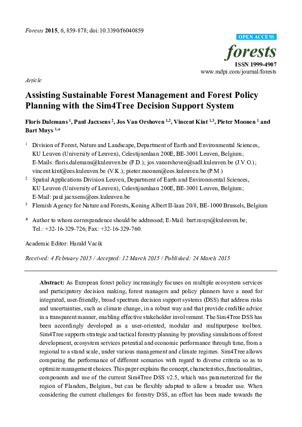 (PDF) Assisting Sustainable Forest Management and Forest Policy ...