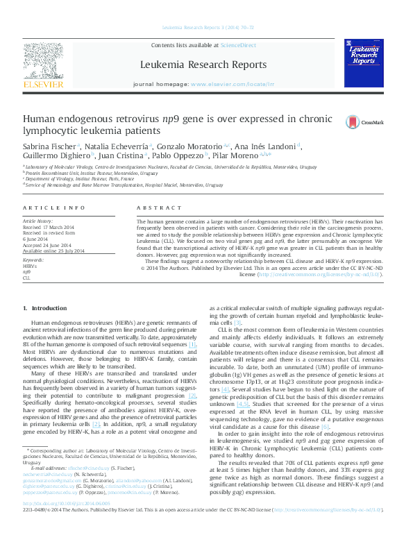 (PDF) Human endogenous retrovirus np9 gene is over expressed in chronic ...