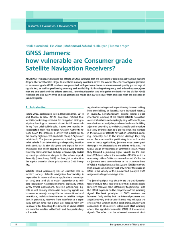 (PDF) GNSS Jammers: how vulnerable are Consumer grade Satellite ...