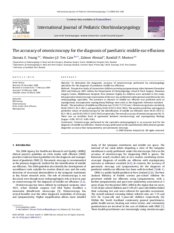 (PDF) The accuracy of otomicroscopy for the diagnosis of paediatric ...