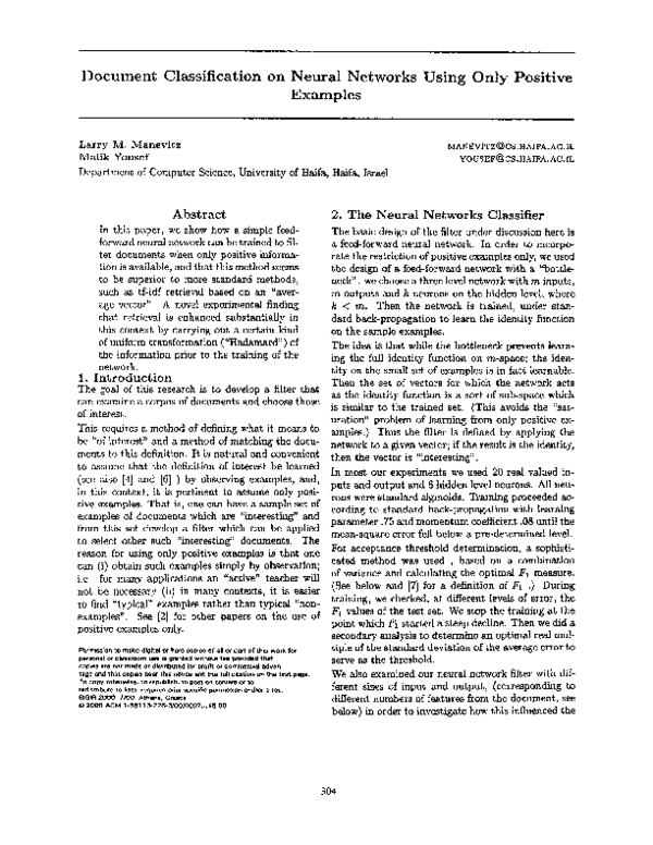 (PDF) Document classification on neural networks using only positive ...