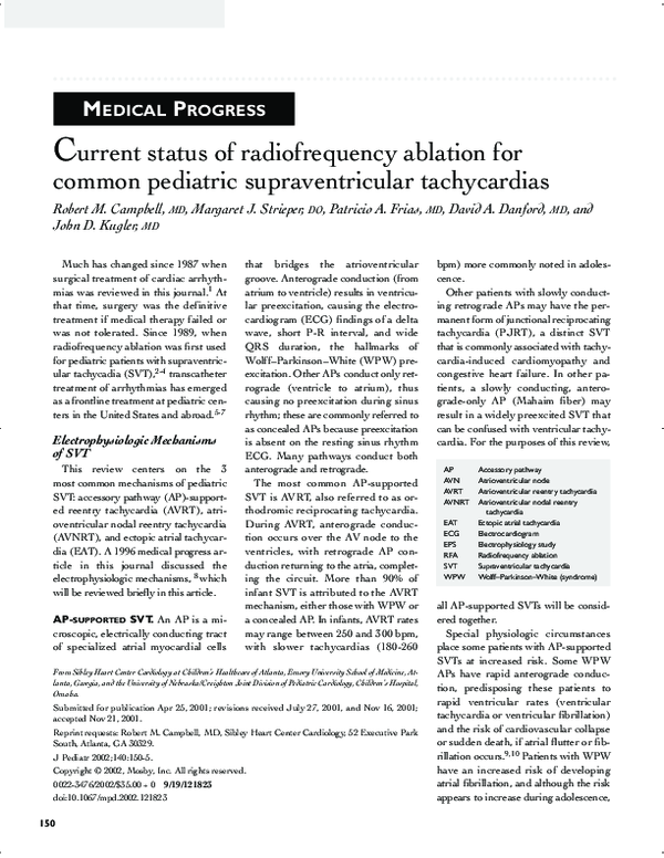 (PDF) Current status of radiofrequency ablation for common pediatric ...